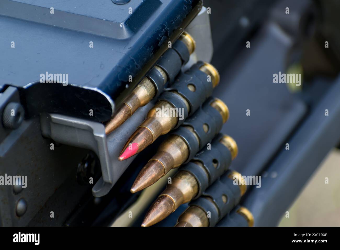 Ammo for mag 58 called 7,62mm, bullet for machine gun Stock Photo - Alamy