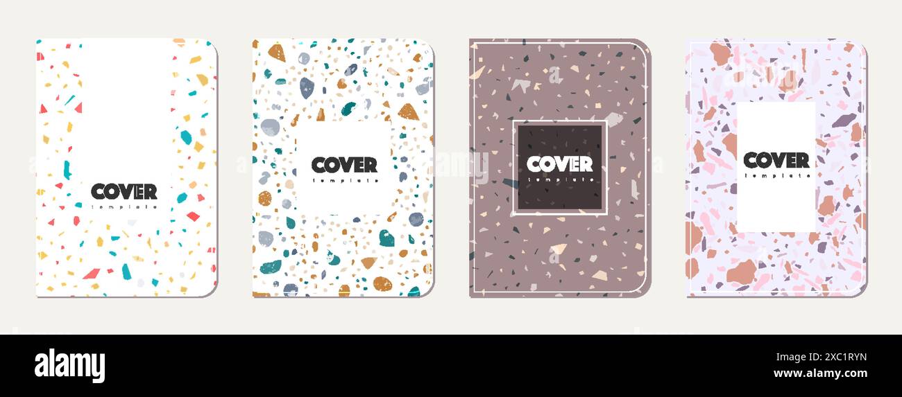 Notepad cover design. Terrazzo abstract background made of natural ...