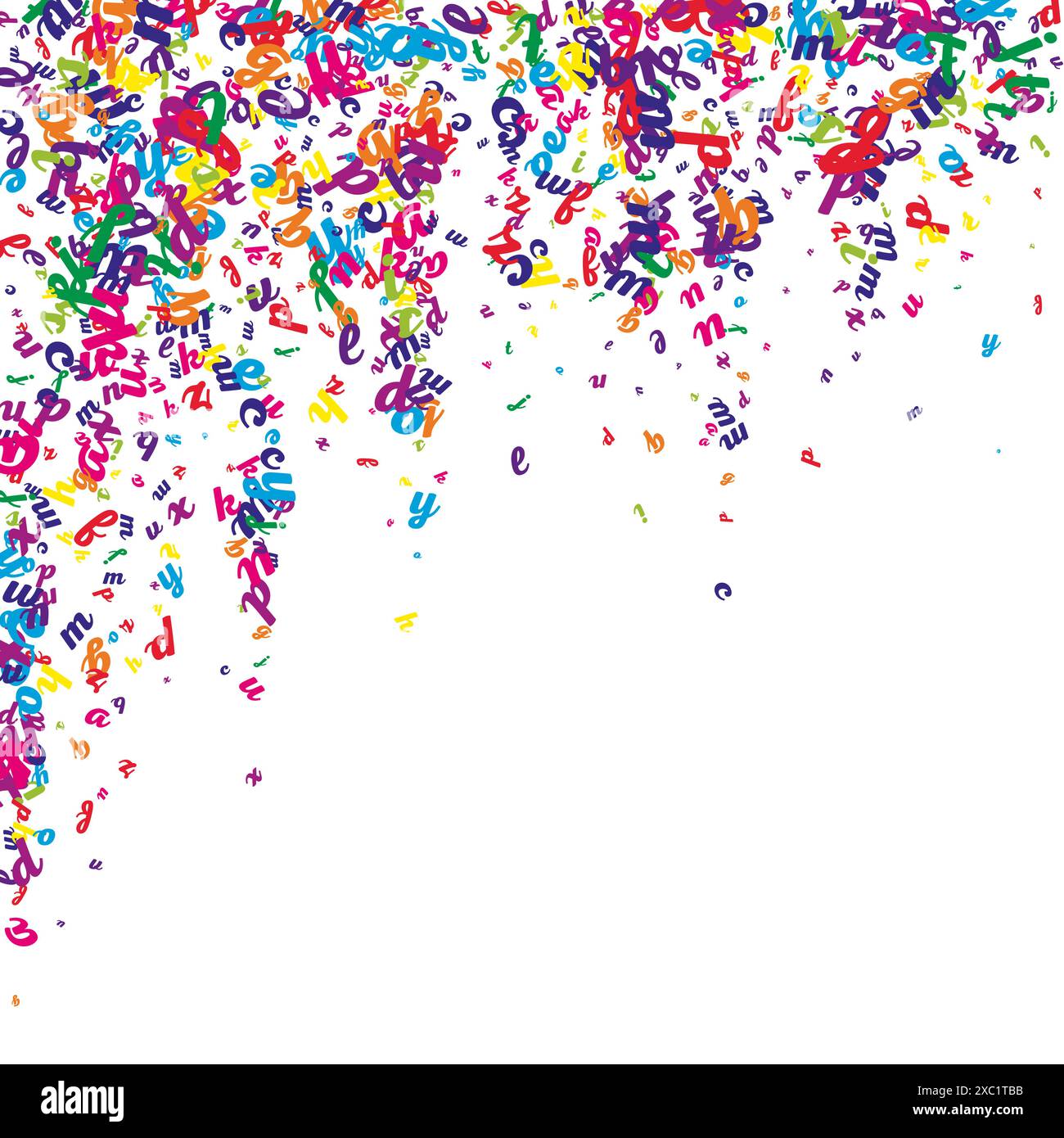 Scattered letters of latin alphabet. Colorful childish floating ...