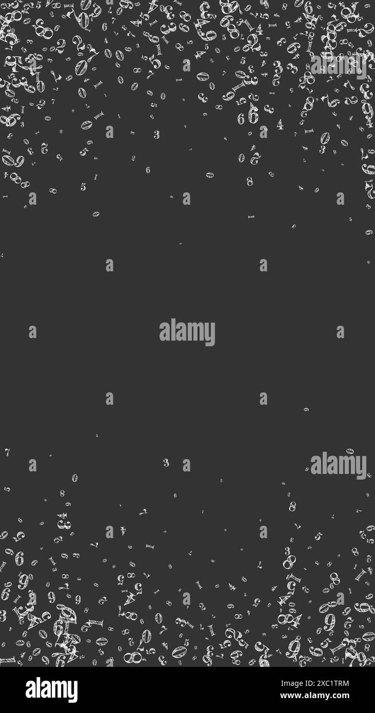 School math notebook cover. White chalk numbers floating in the air ...