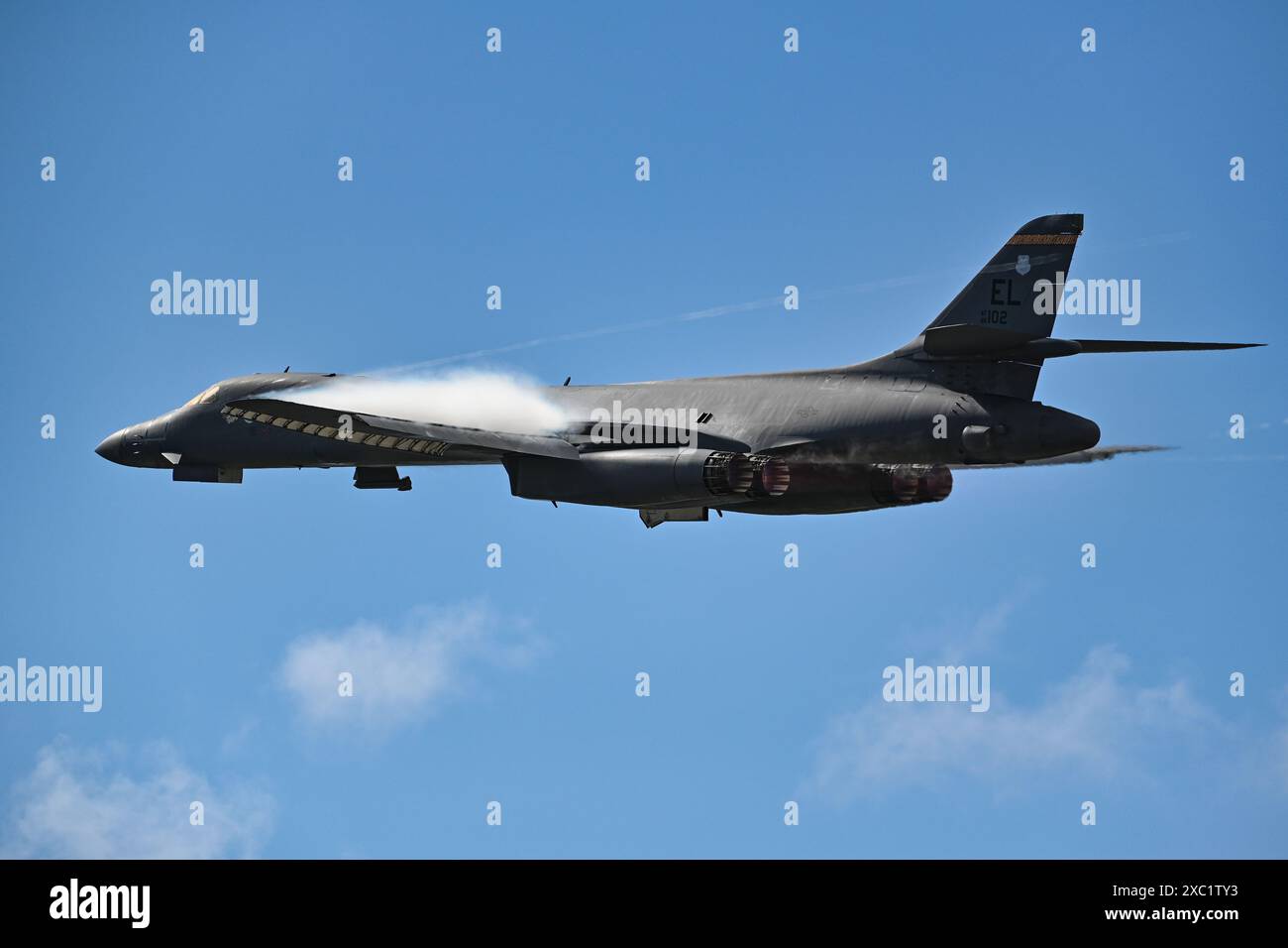 A U.S. Air Force B-1B Lancer assigned to the 37th Expeditionary Bomb ...