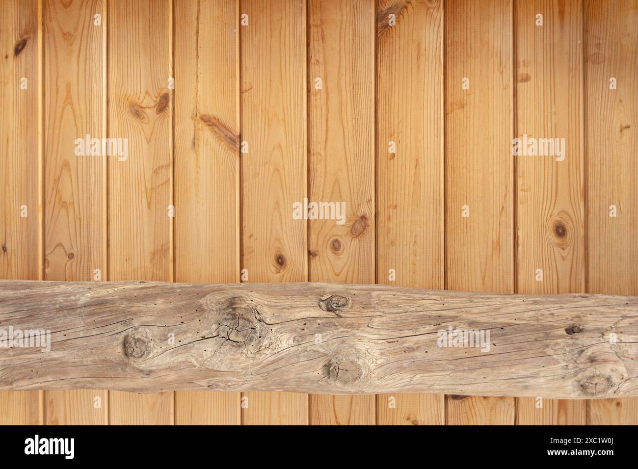 Wooden wall paneling texture. Rustic wooden beam detail on vertical ...