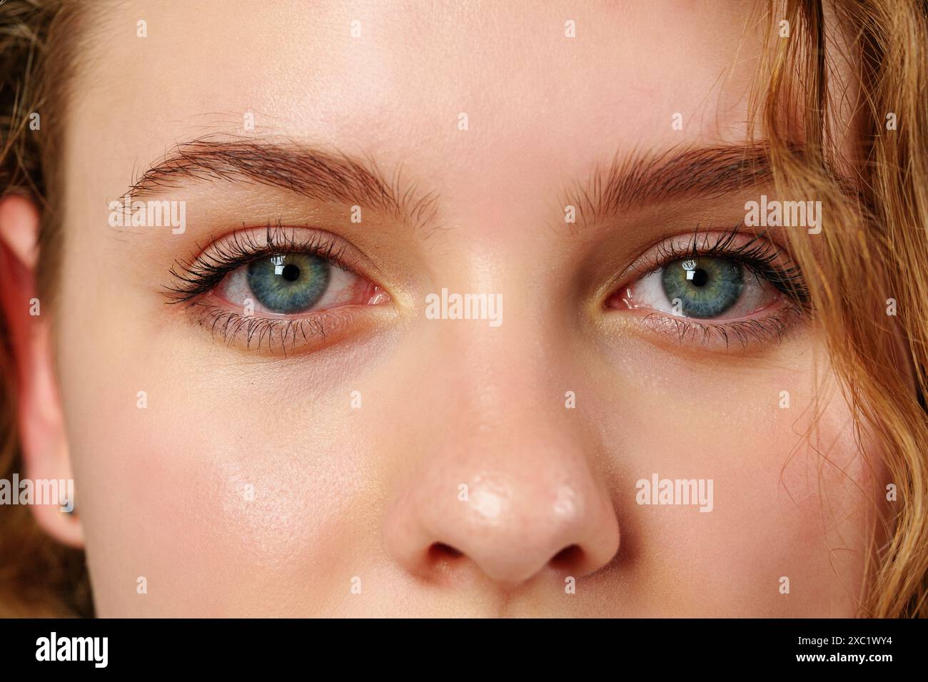 Close Up of Woman With Blue Eyes Stock Photo - Alamy