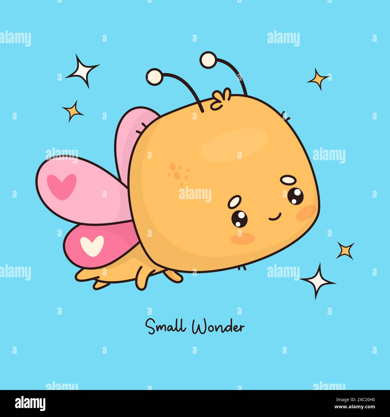 Funny flying butterfly character. Cute cartoon insect kawaii. Vector ...