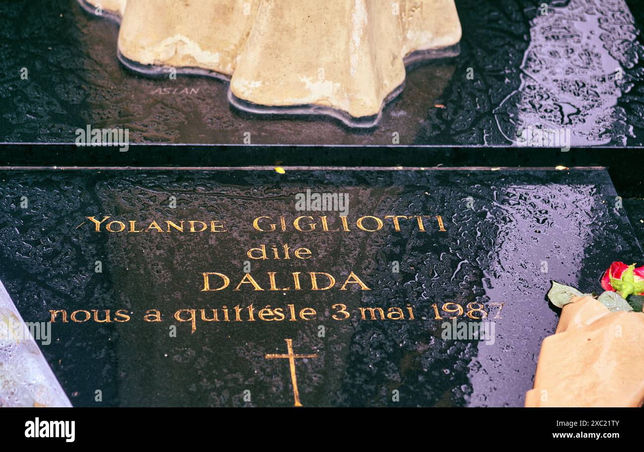 Inscription on the grave of French singer and actress Dalida (born ...