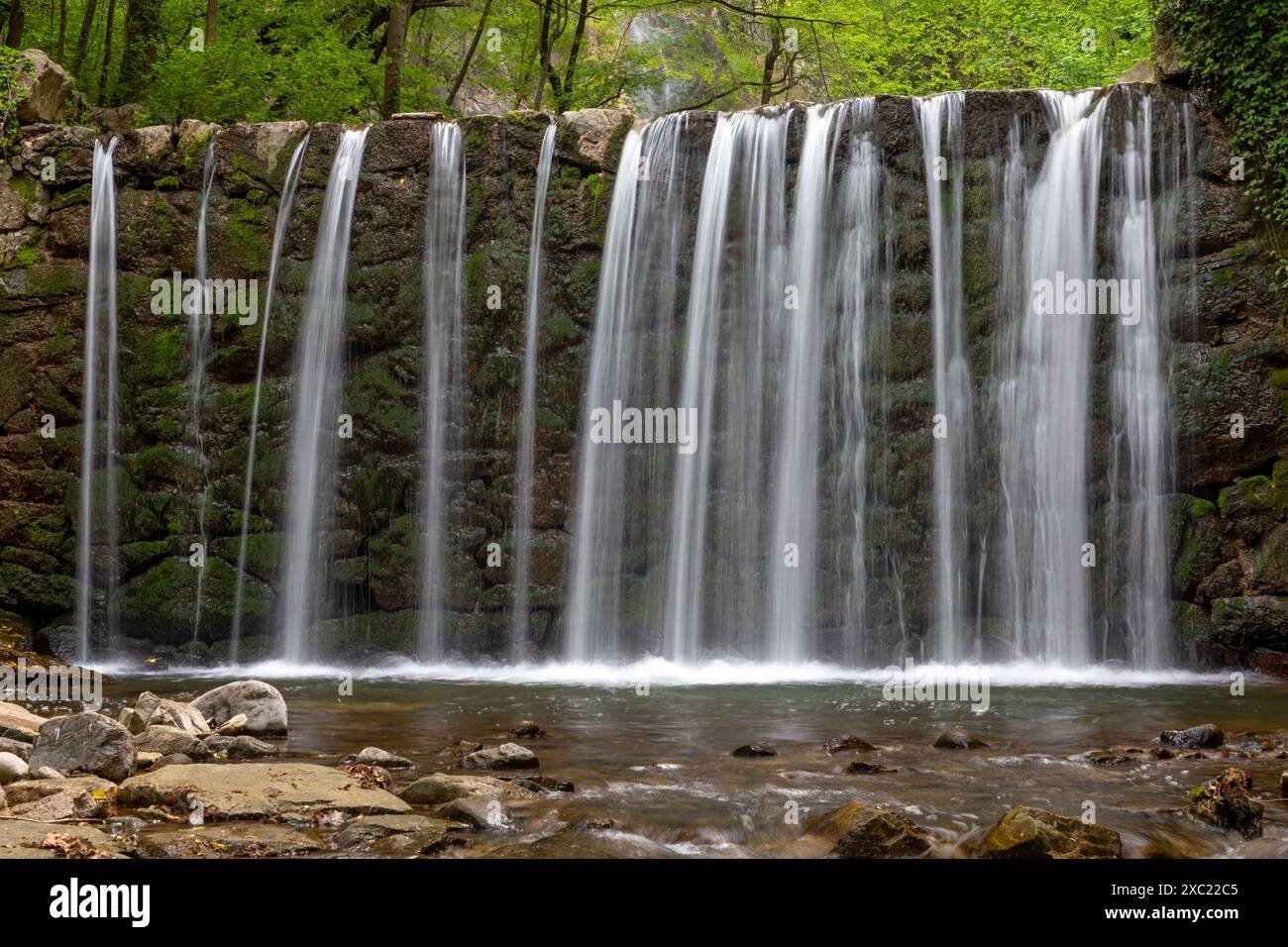 Waterfall in Vipian in Etschtal valley, South Tyrol, Italy Stock Photo ...