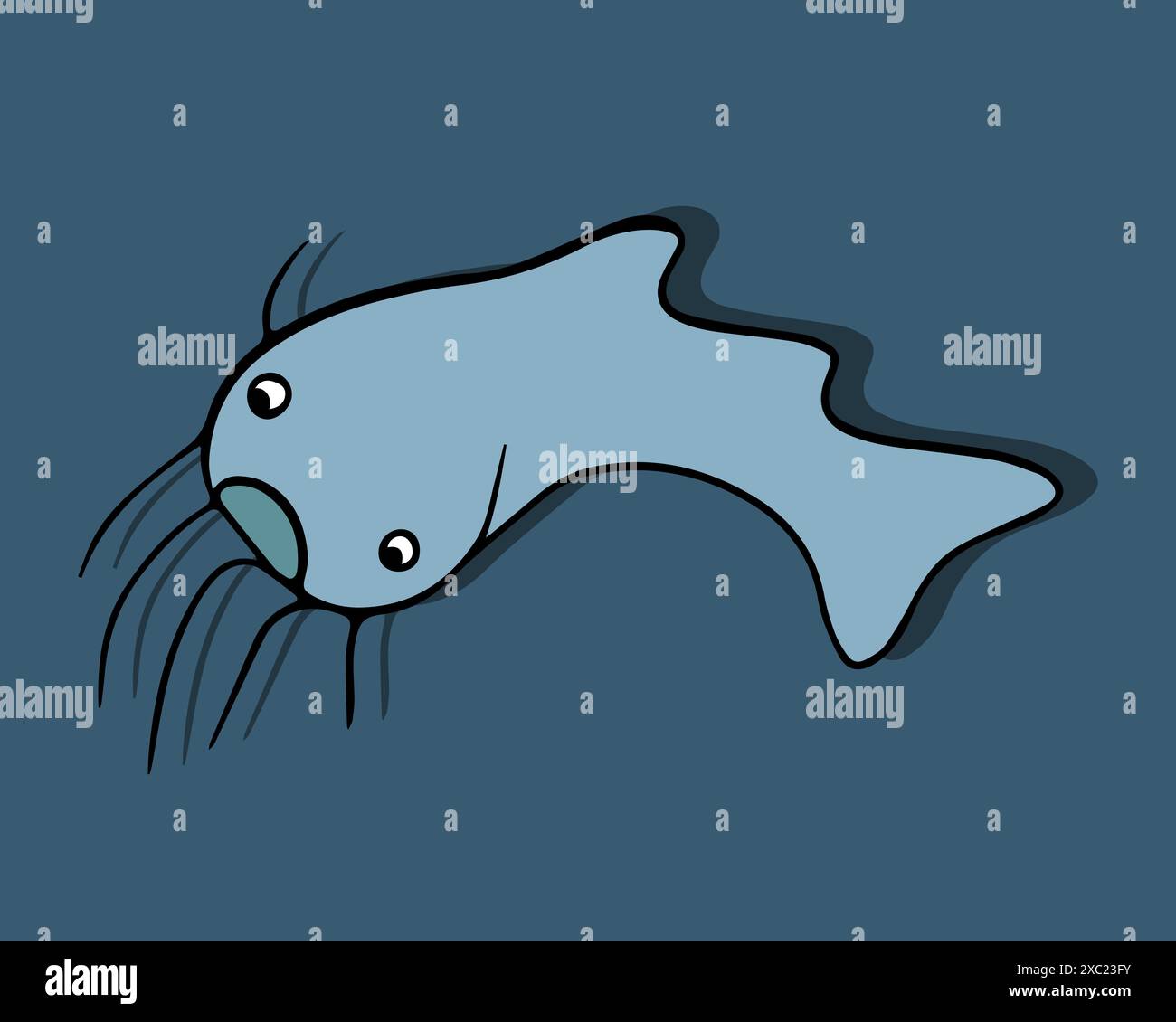 Vector isolated illustration of cartoon catfish Stock Vector Image ...