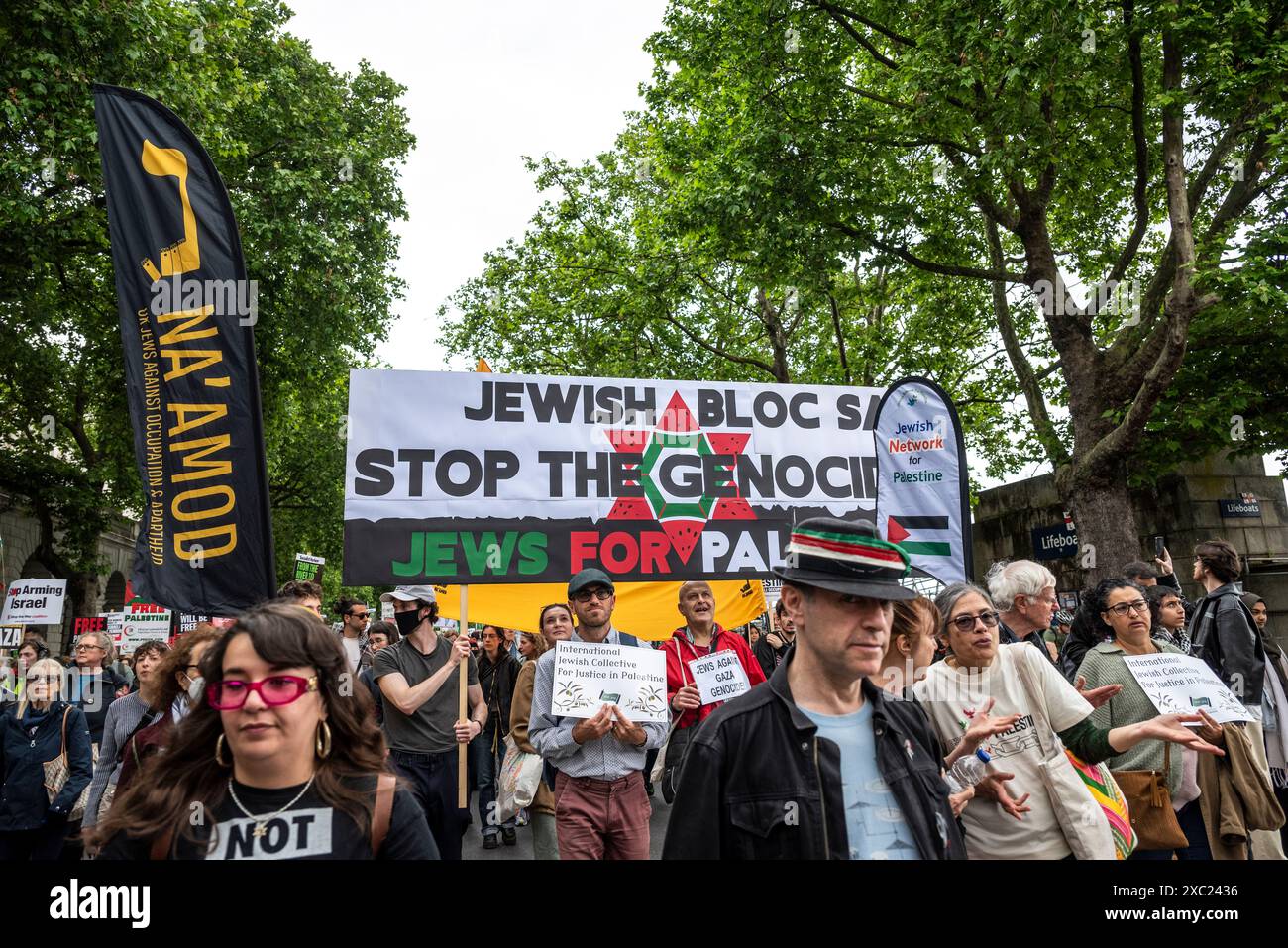 'Jews for Palestine' banner, Demonstrators on Victoria Embankment, Pro ...