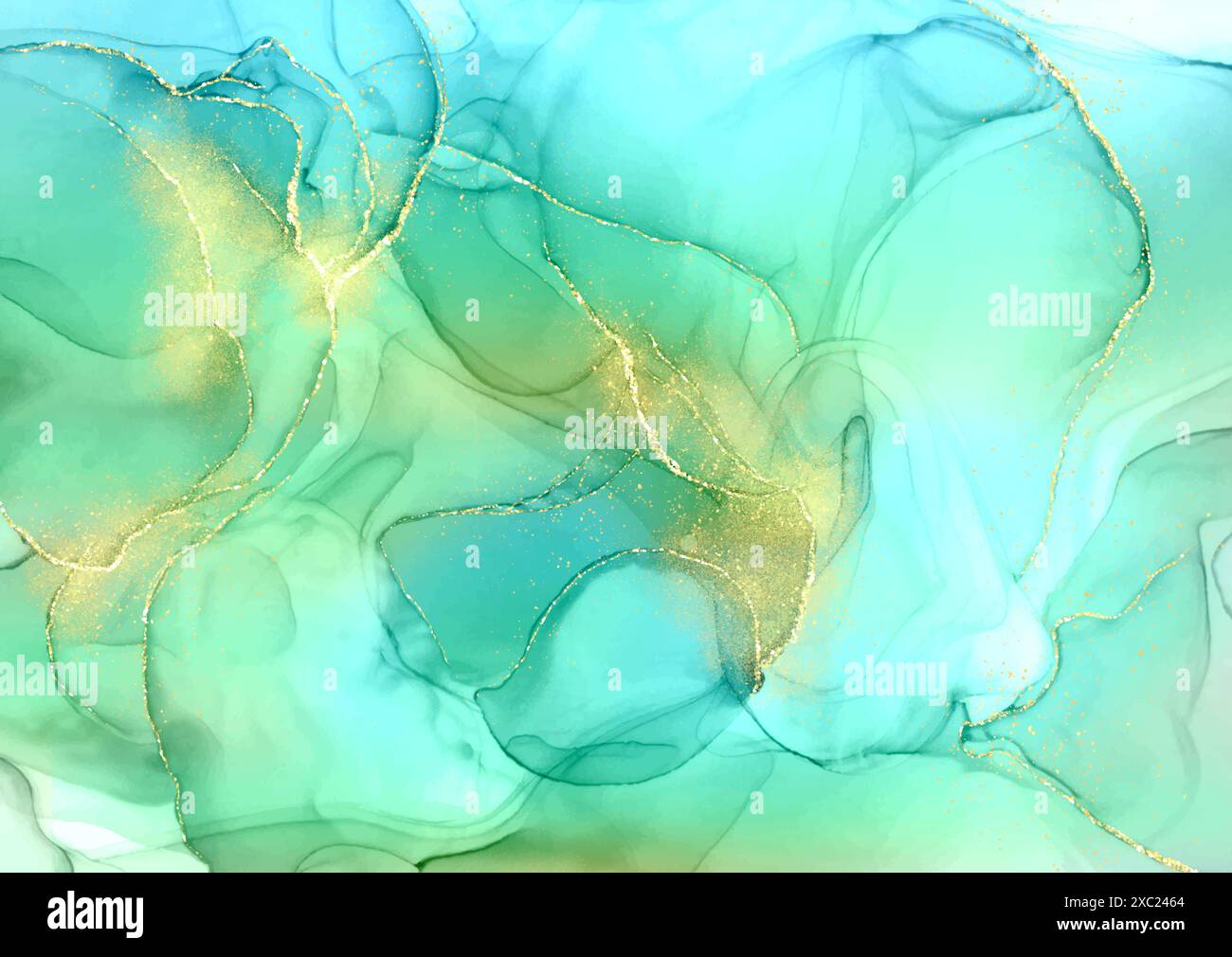 Green and gold hand painted alcohol ink background design Stock Vector ...