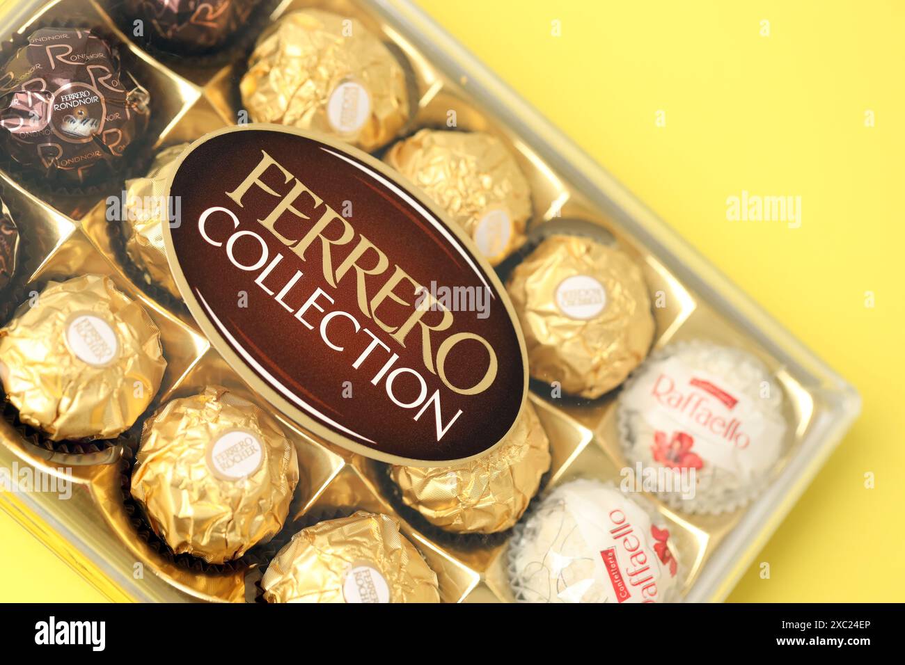 KYIV, UKRAINE - APRIL 20, 2024 Ferrero collection chocolate products ...