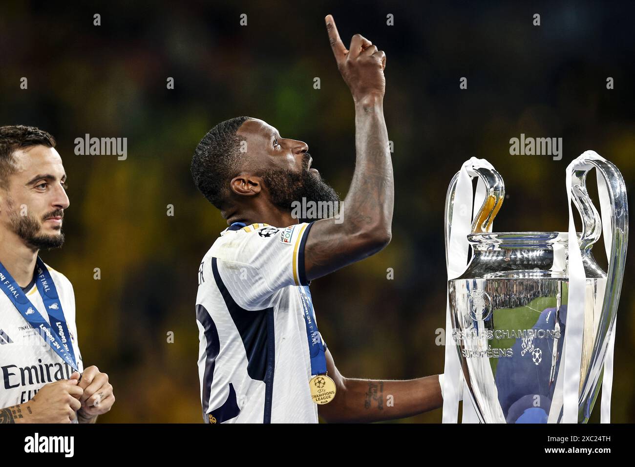 LONDON - Antonio Rudiger of Real Madrid with UEFA Champions League ...