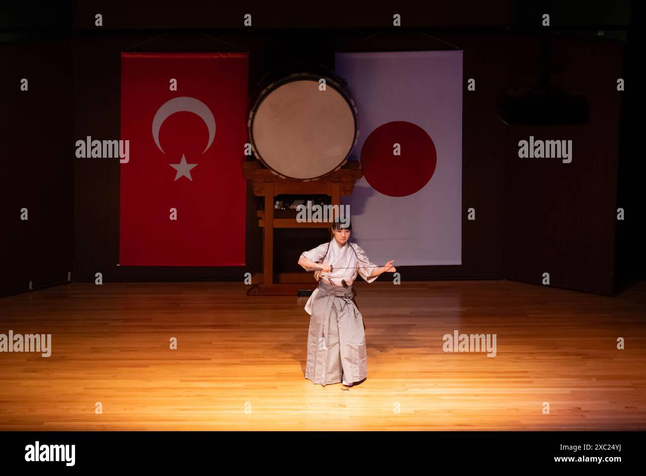 Ankara, Turkey- June 9, 2024: Japanese woman performs with Japanese ...