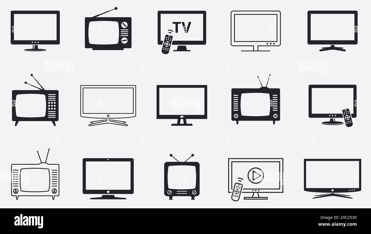 Modern and Retro TV icons. Vector illustration Stock Vector Image & Art ...