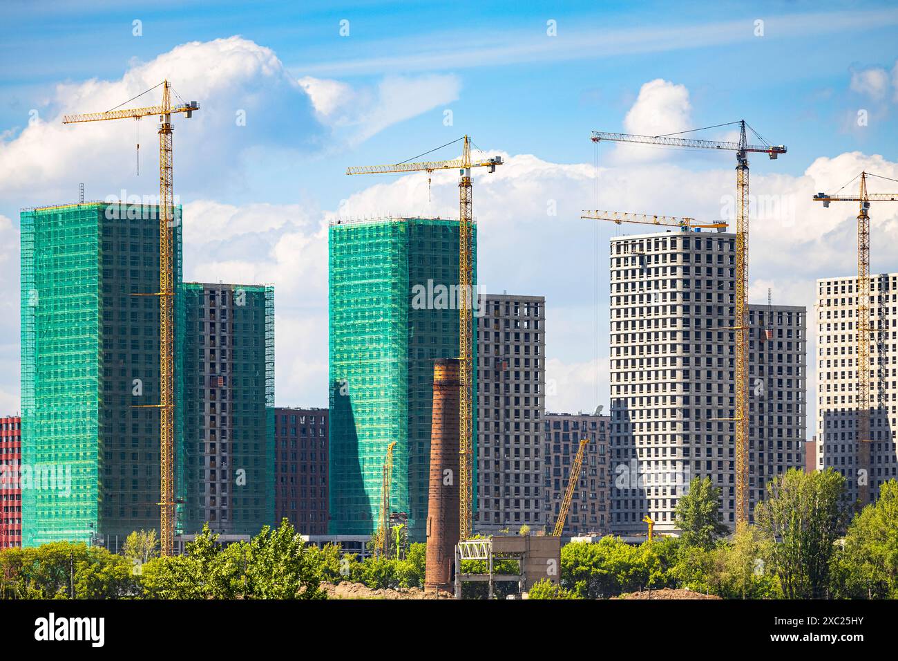 Moscow, Russia - June 08, 2024: construction of a high-rise residential ...