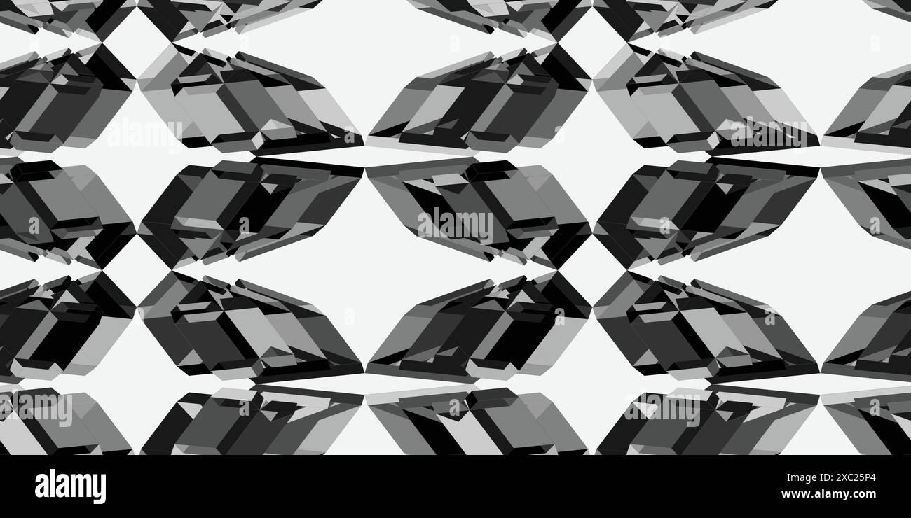 3D Dark Geometric Seamless Pattern. Flat Vector illustration ...