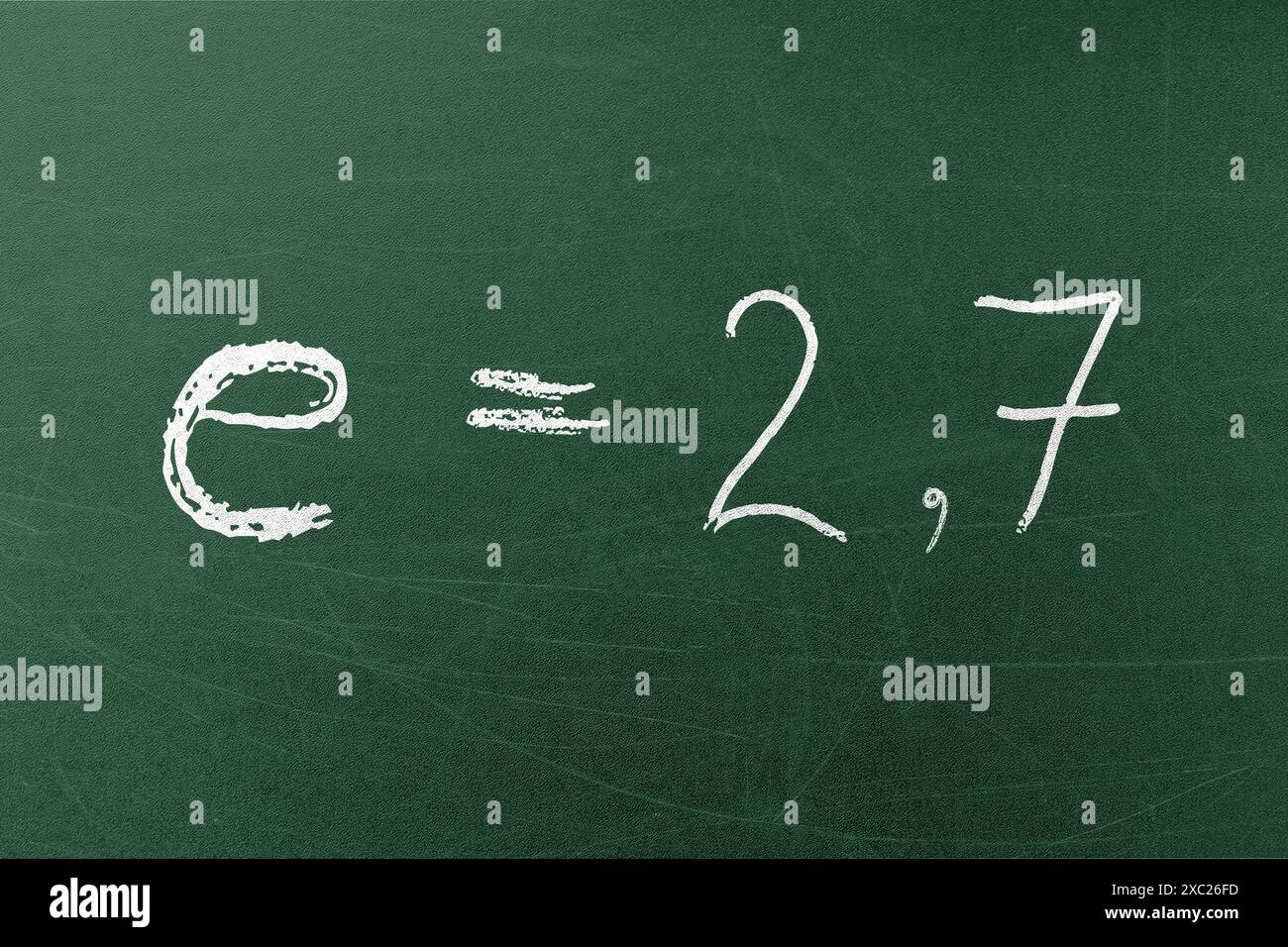 E Euler number handwritten on the chalkboard. Mathematical constants ...