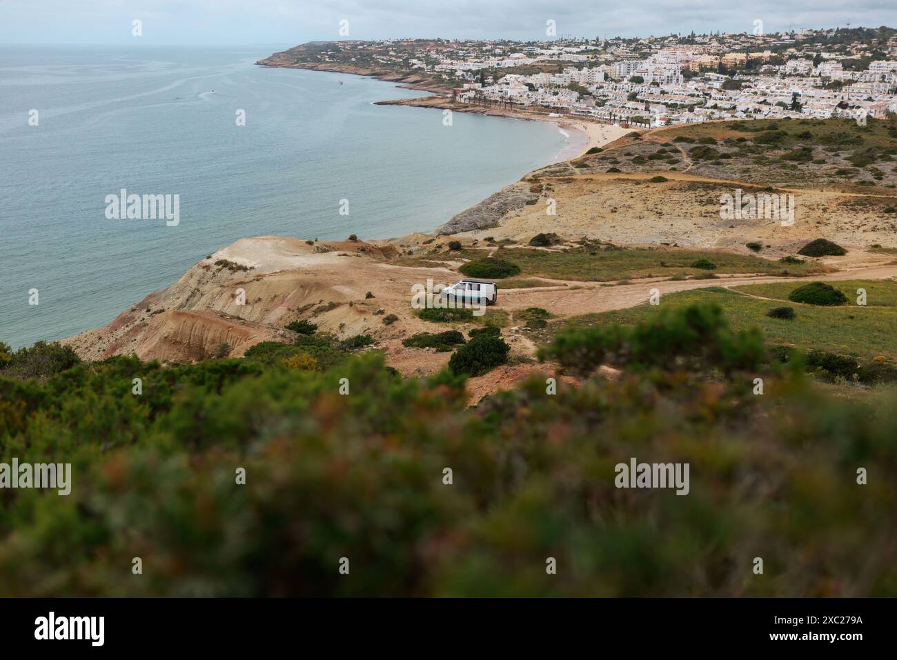 Camper van on cliff overlooking Algarve coast, Portugal Stock Photo - Alamy