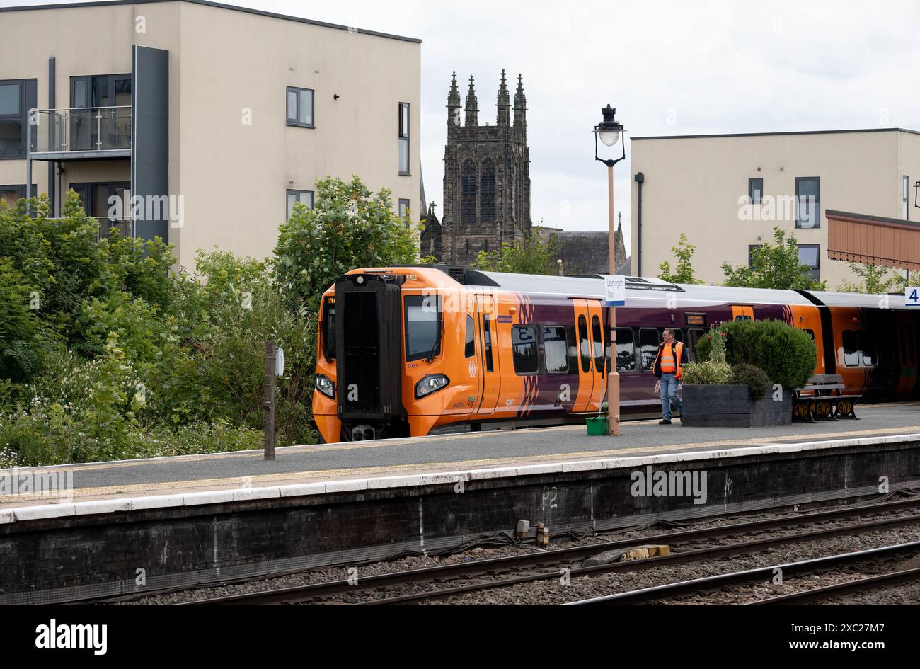 West Midlands Railway class 196 diesel train at Leamington Spa station ...