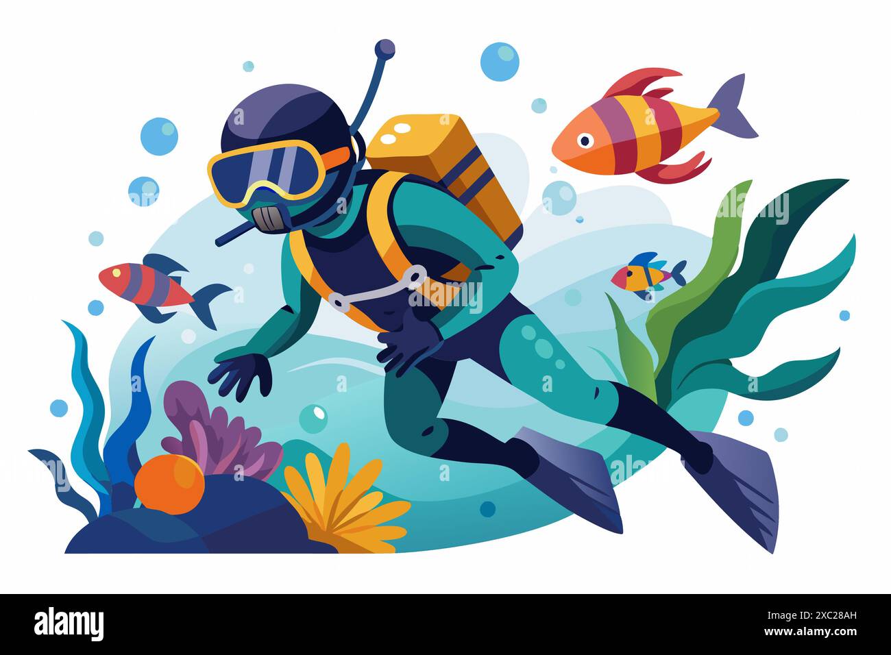 Scuba diver colorful coral reef Cut Out Stock Images & Pictures - Alamy