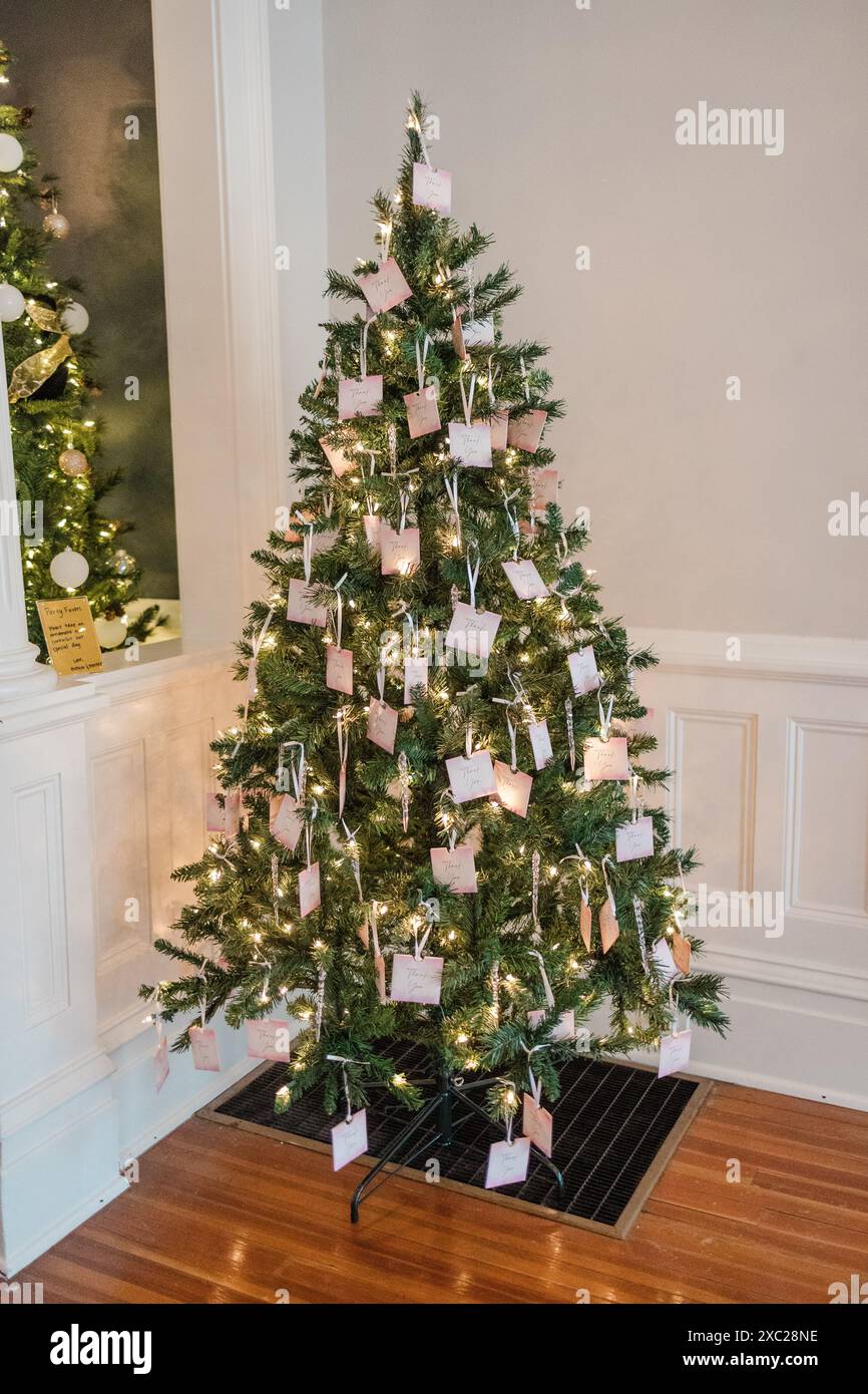 christmas tree with notes tied Stock Photo - Alamy