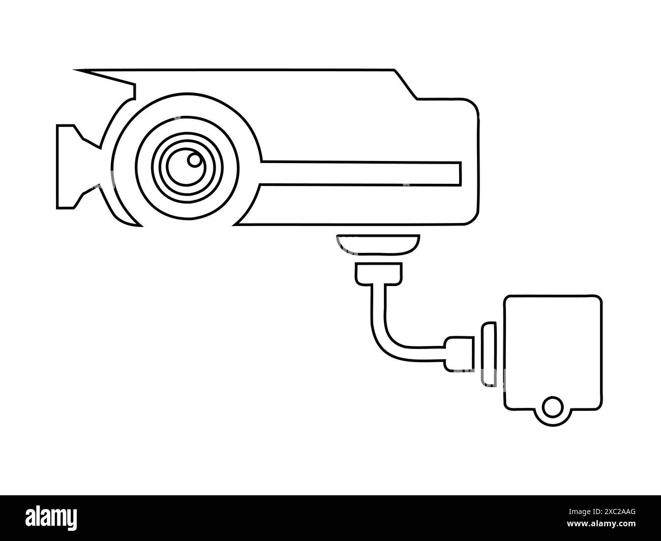 Black outline illustration of a security camera isolated on white ...