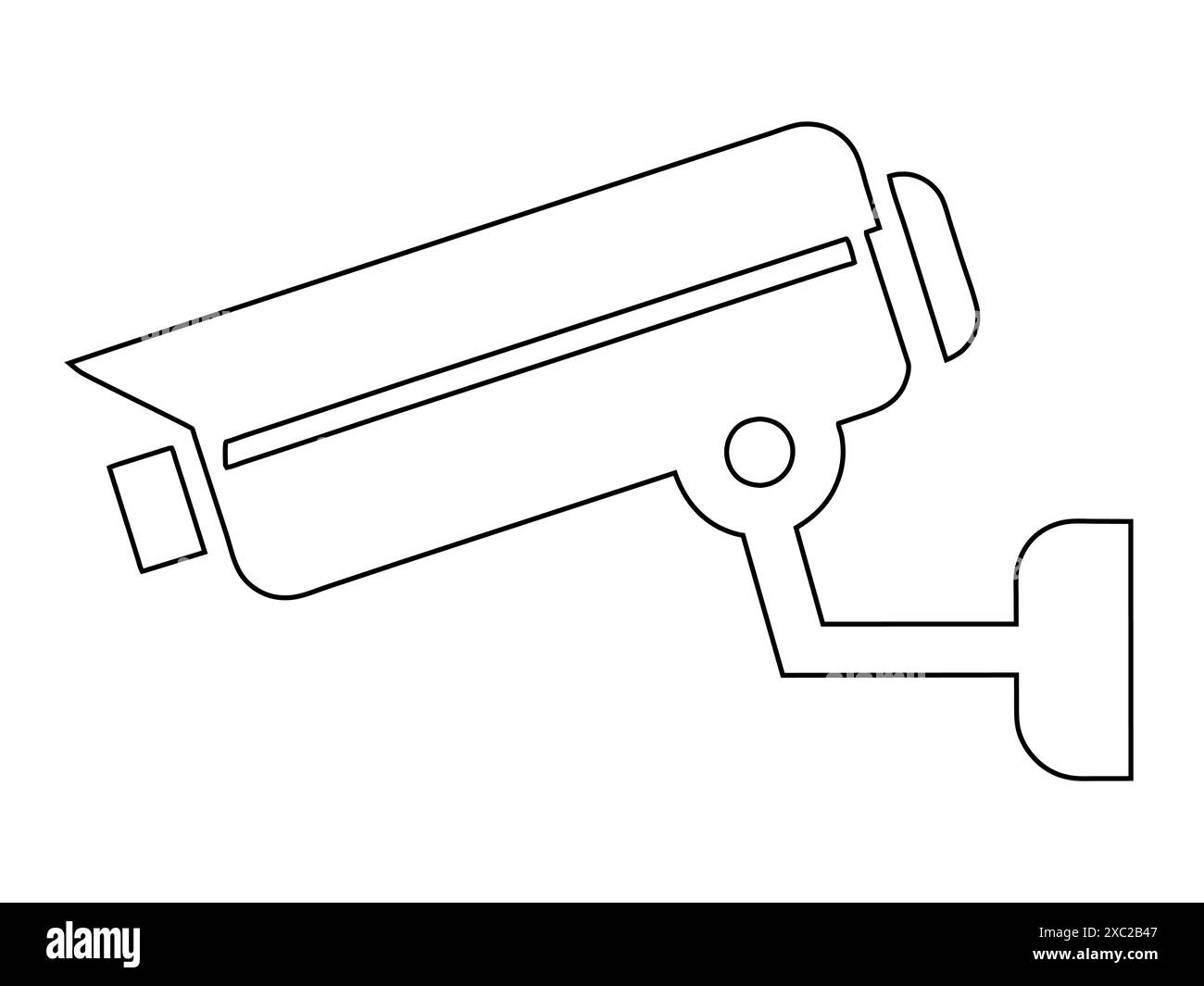 Black outline illustration of a security camera isolated on white ...