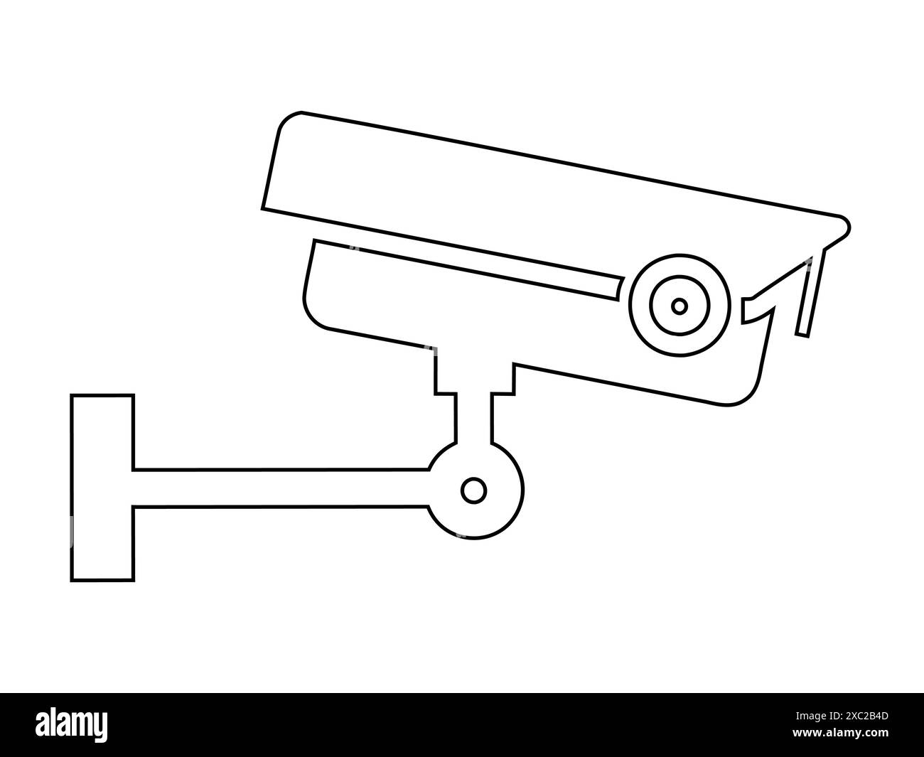 Black outline illustration of a security camera isolated on white ...