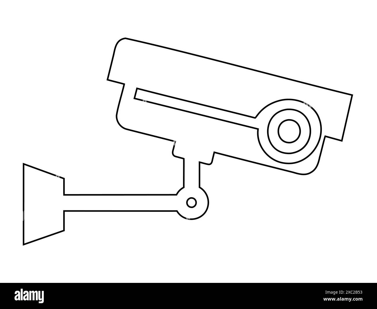 Black outline illustration of a security camera isolated on white ...