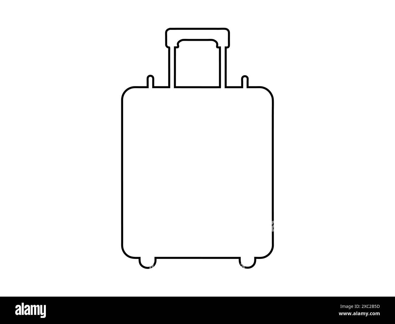 Black outline of rolling suitcase, isolated on a white background ...