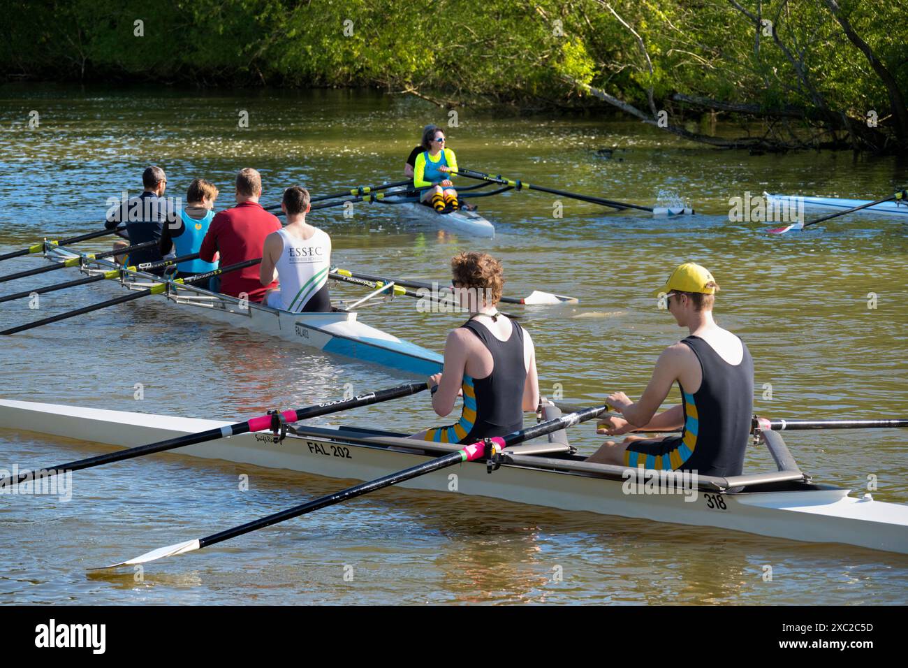 Rowing teams on the Thames by Iffley Lock and downstream of Oxford. It ...