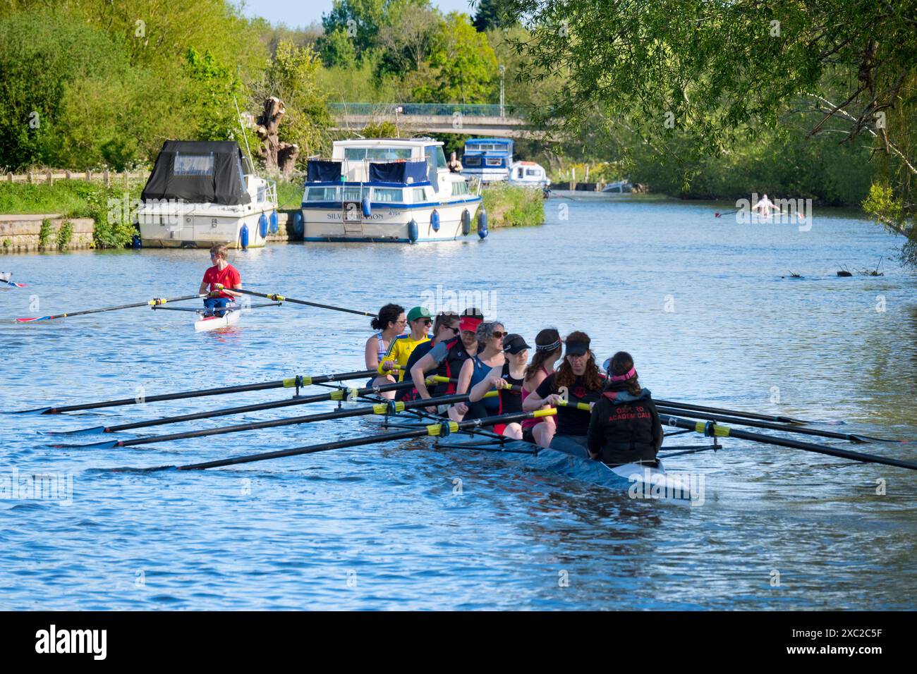 Rowing teams on the Thames by Iffley Lock and downstream of Oxford. It ...