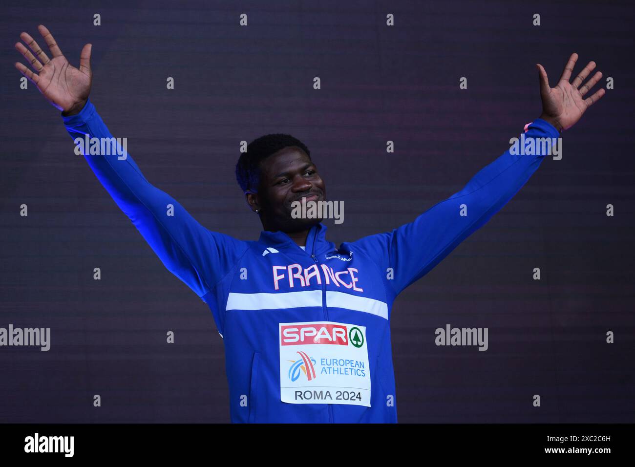 Makenson Gletty of France celebrates during the medal ceremony of the ...