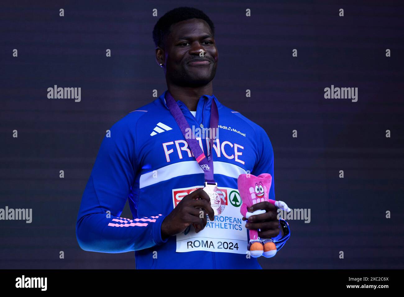 Makenson Gletty of France celebrates during the medal ceremony of the ...