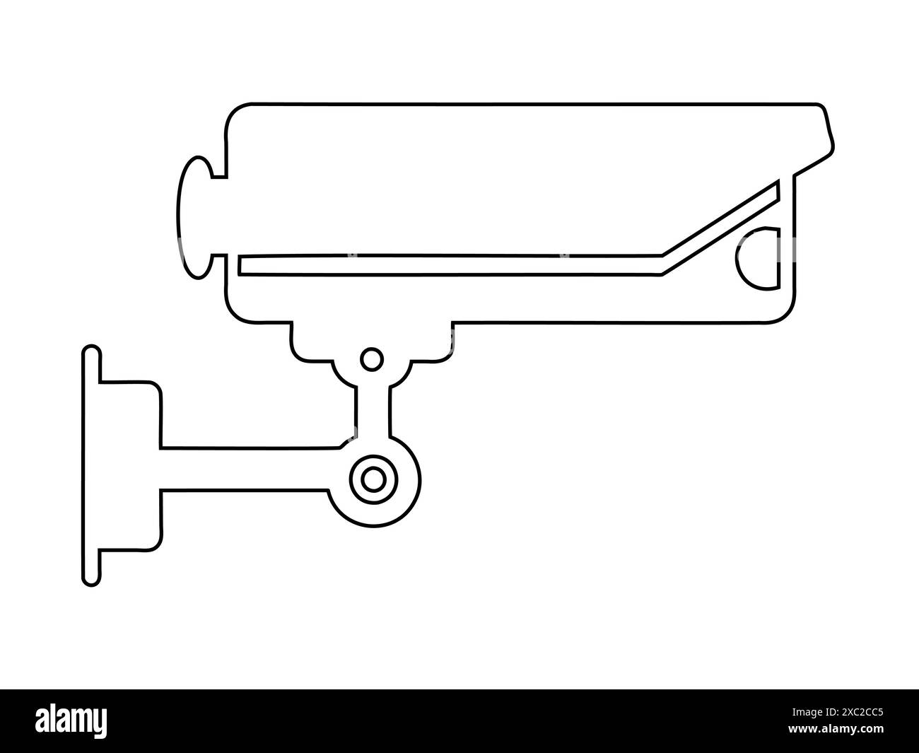 Black outline illustration of a security camera isolated on white ...