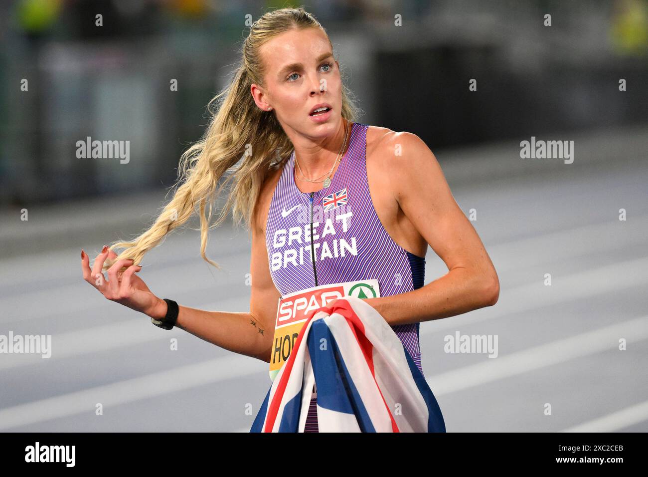 Keely Hodgkinson of Great Britain reacts after competing in the 800m ...