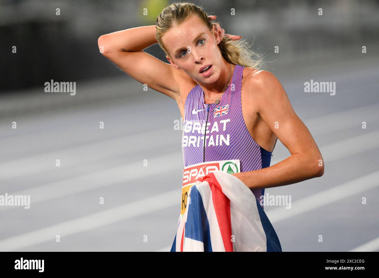 Keely Hodgkinson of Great Britain reacts after competing in the 800m ...