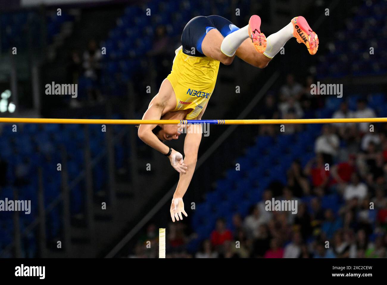 Armand Duplantis of Sweden jumps during the pole vault men final of the ...