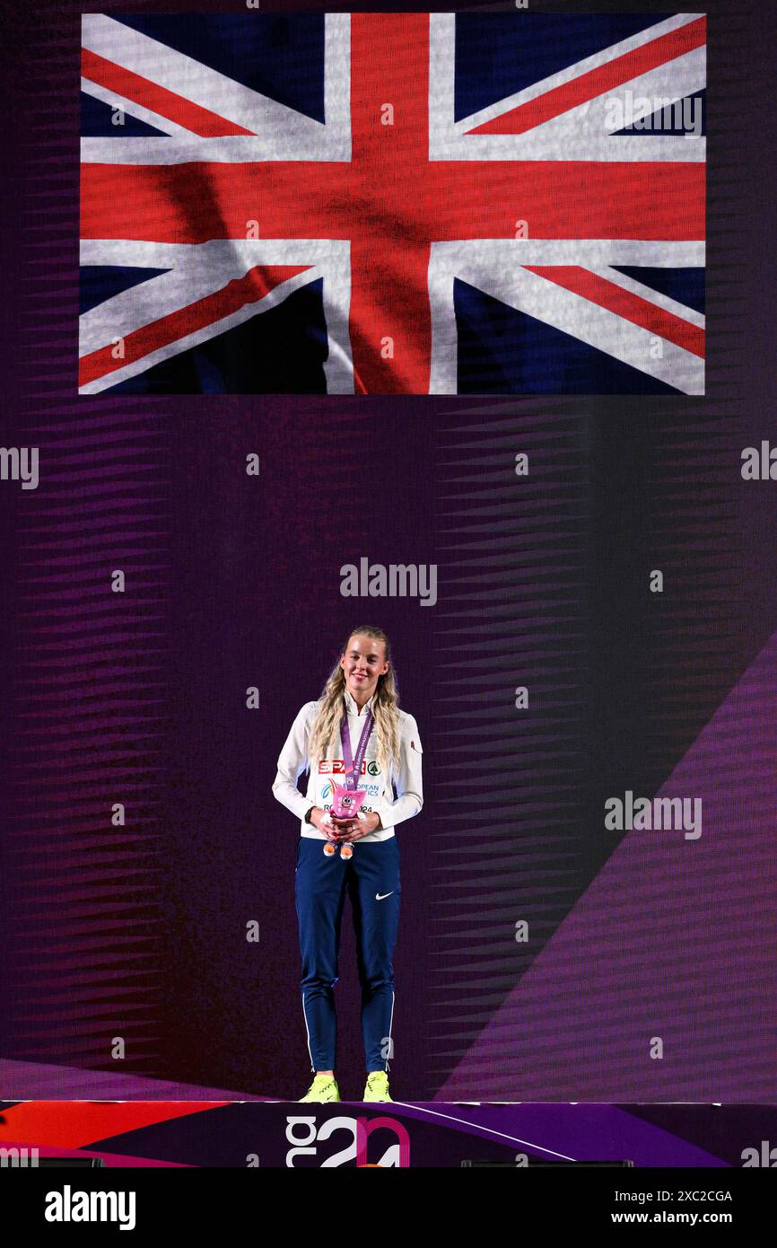 Keely Hodgkinson of Great Britain during the medal ceremony of the 800m ...