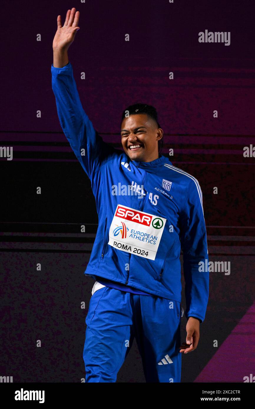 Emmanouil Karalis of Greece celebrates during the medal ceremony of th ...