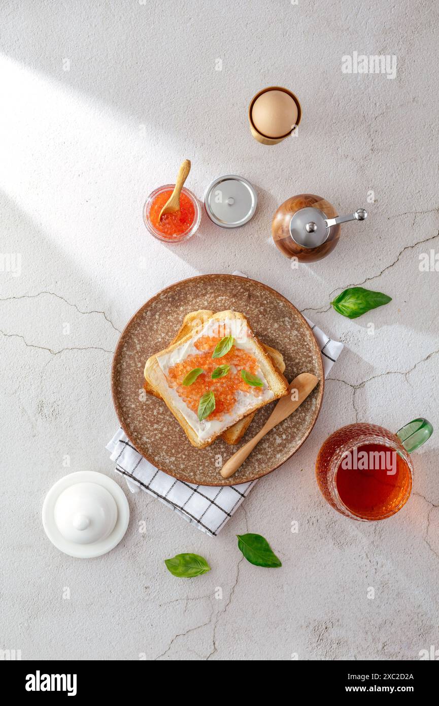 sandwich with butter and red caviar Stock Photo - Alamy