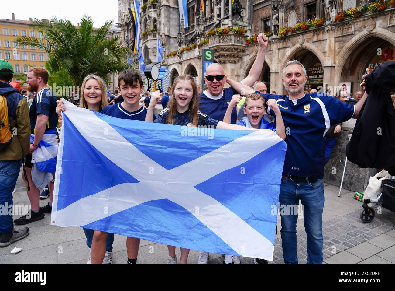 Scotland fans pose for a photo at Marienplatz square, Munich. Scotland ...