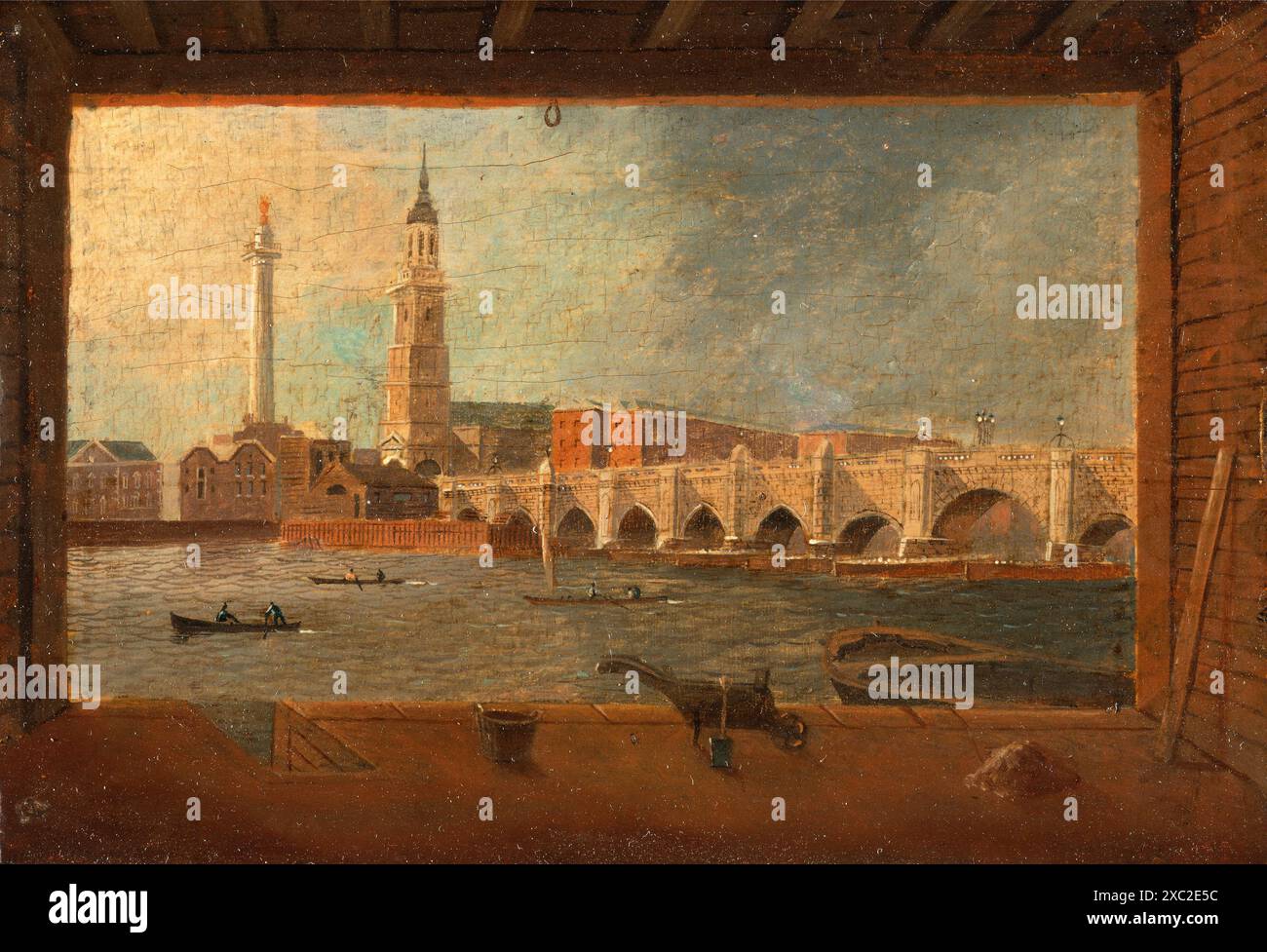 A View of London Bridge. Daniel Turner. Early 19th century Stock Photo ...