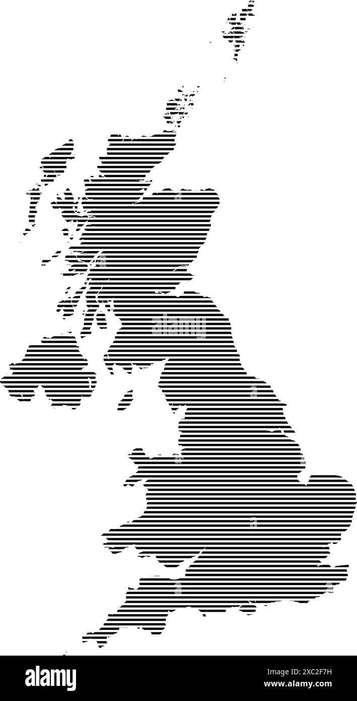 United Kingdom map with a lined pattern vector illustration Stock ...