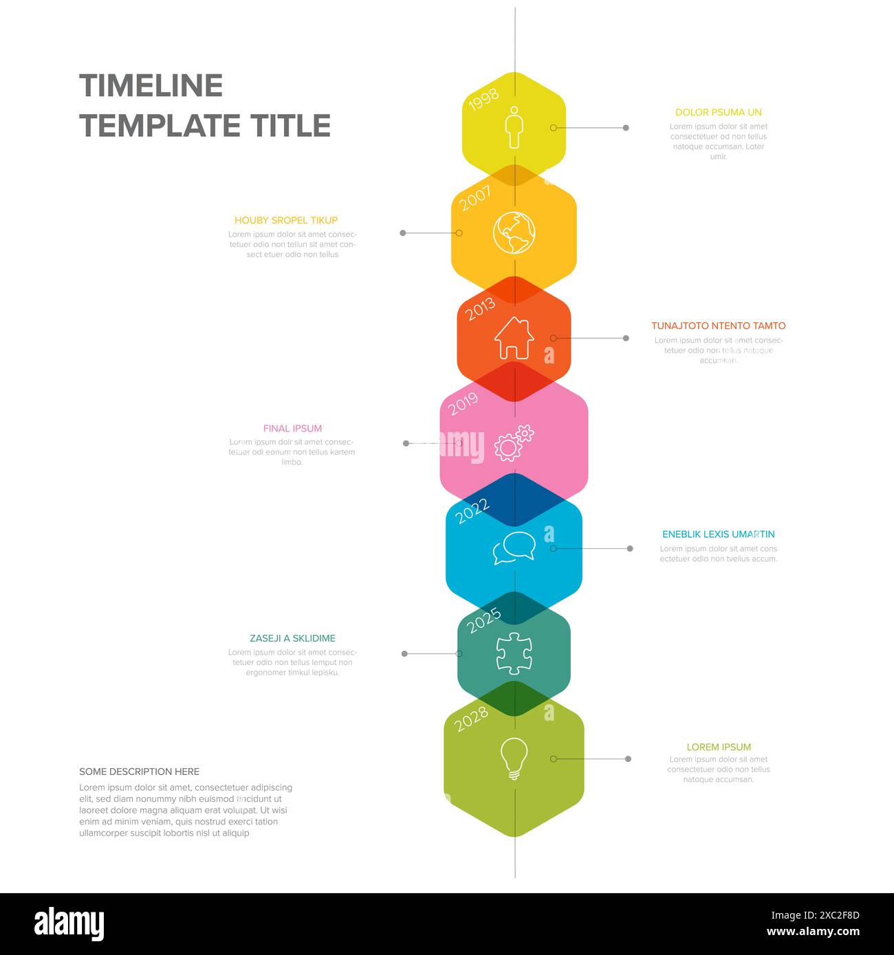Vectorvertical time line infochart template with highlighet vertical ...