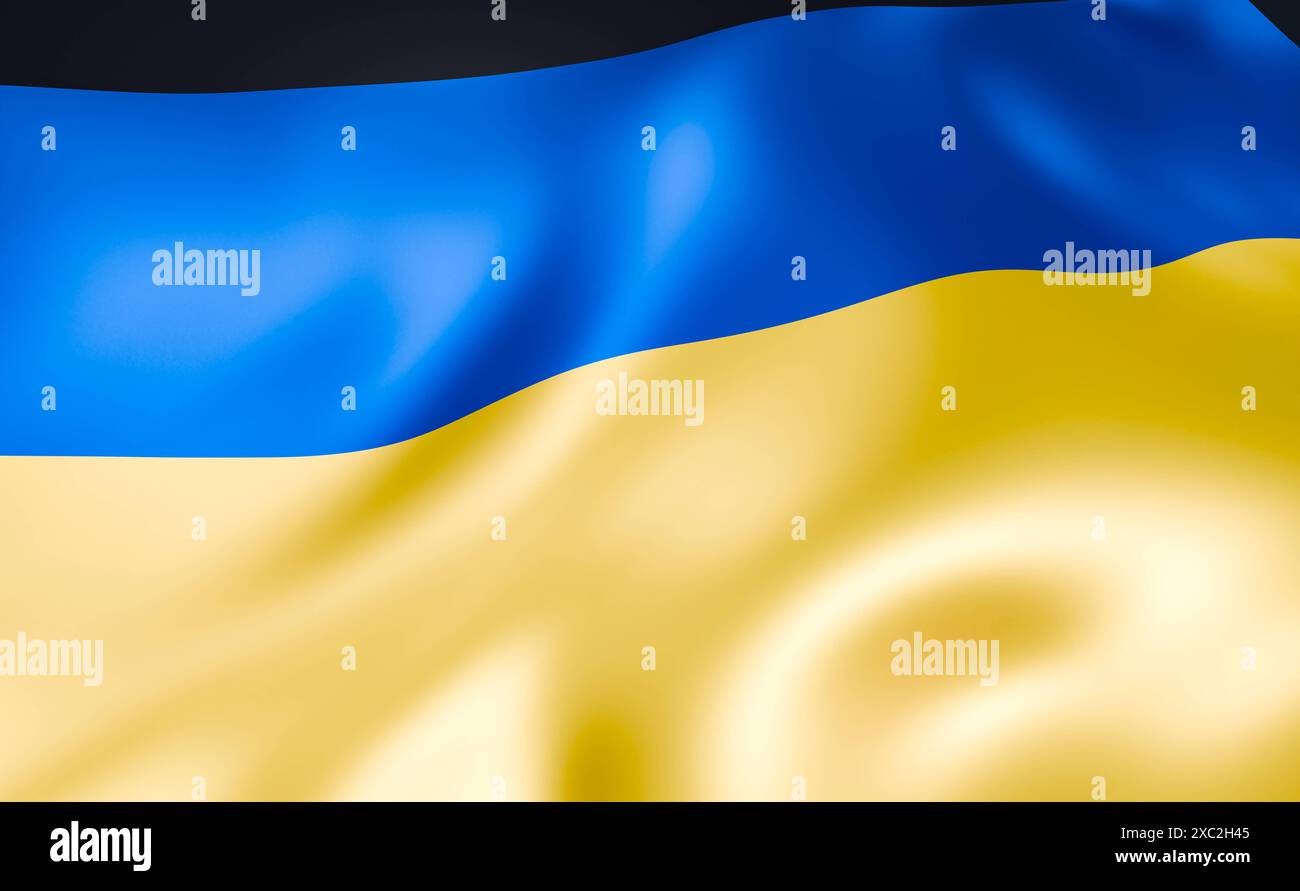Flag of Ukraine Flag of Ukraine, shiny cloth. Banner, symbol and ...