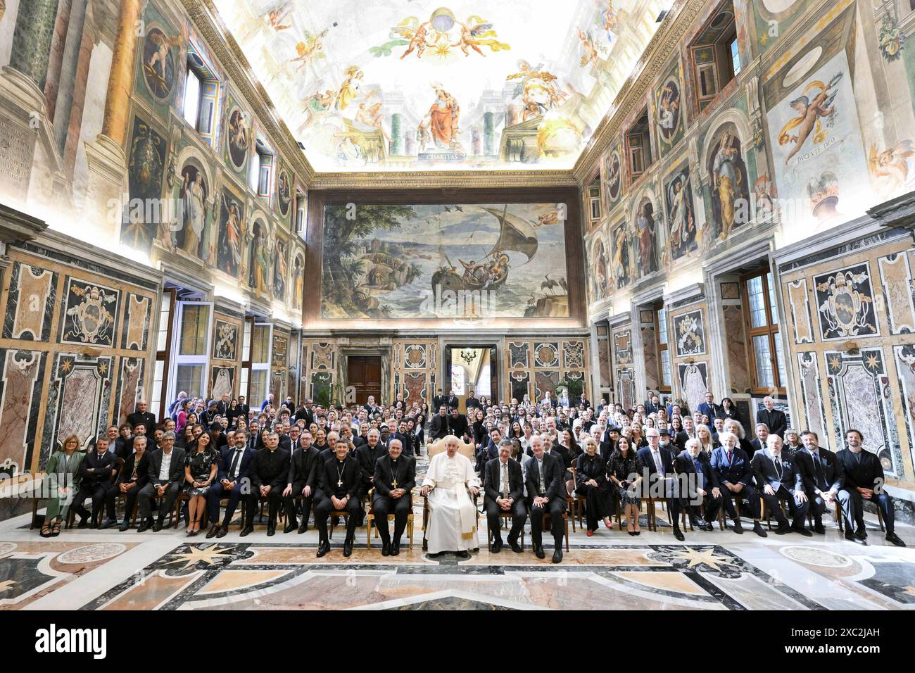 Vatican, June 14, 2024, Pope Francis meets with more than 100 comedians from around the world at ...