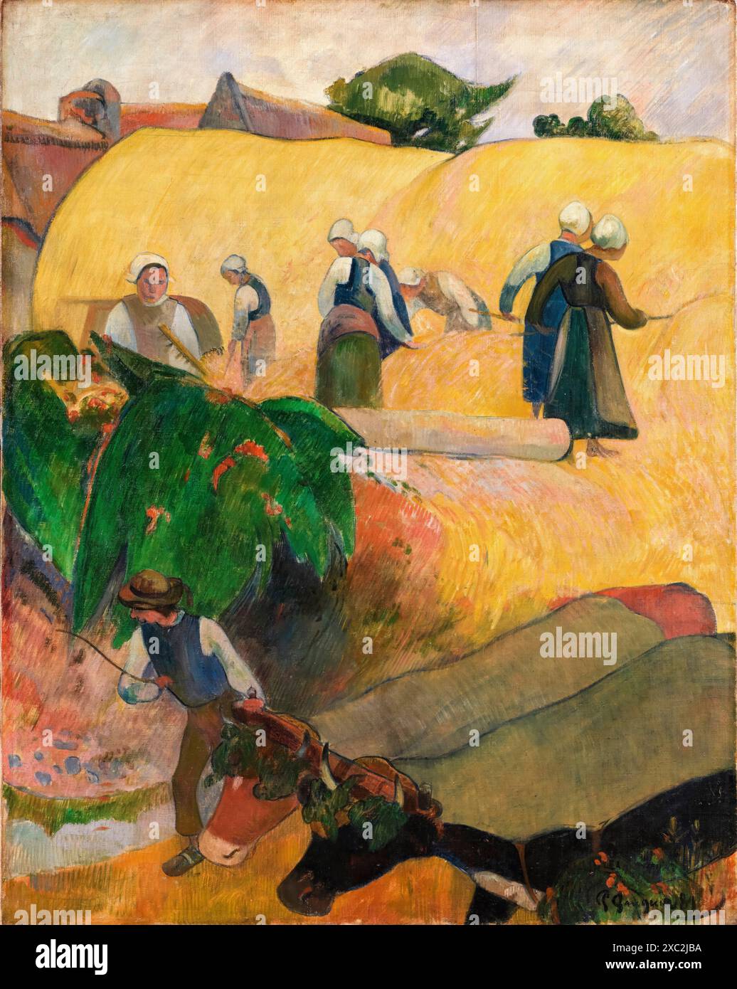 Paul Gauguin, The Haystacks, painting in oil on canvas, 1889 Stock ...