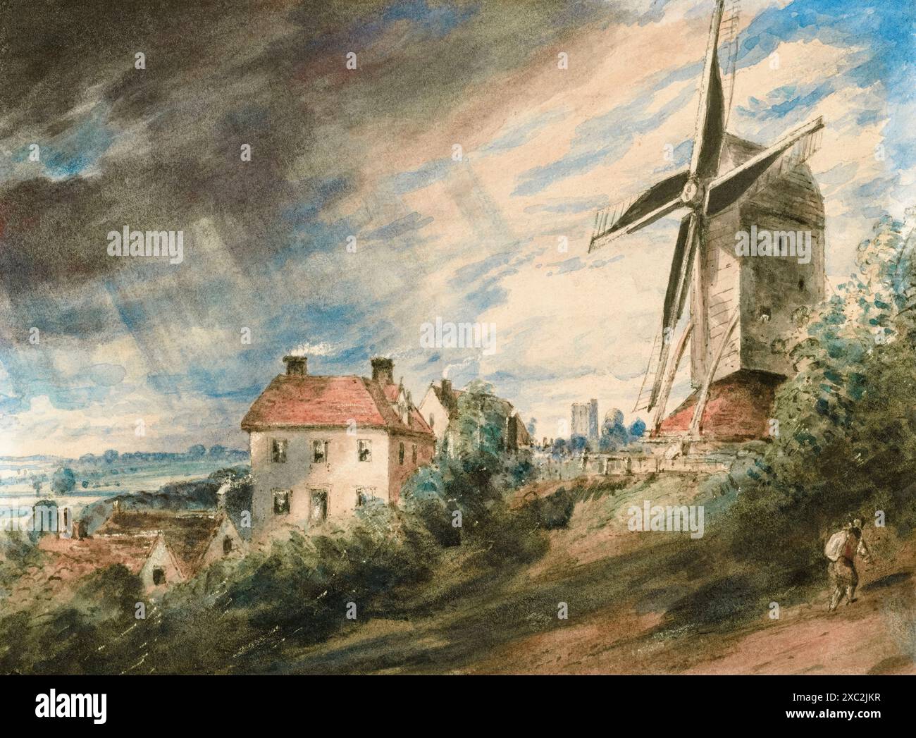 John Constable, Stanway Mill, near Colchester, landscape watercolour ...