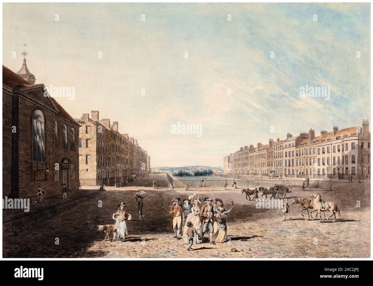 Queen Square, London, watercolour painting over pen and ink by Edward ...