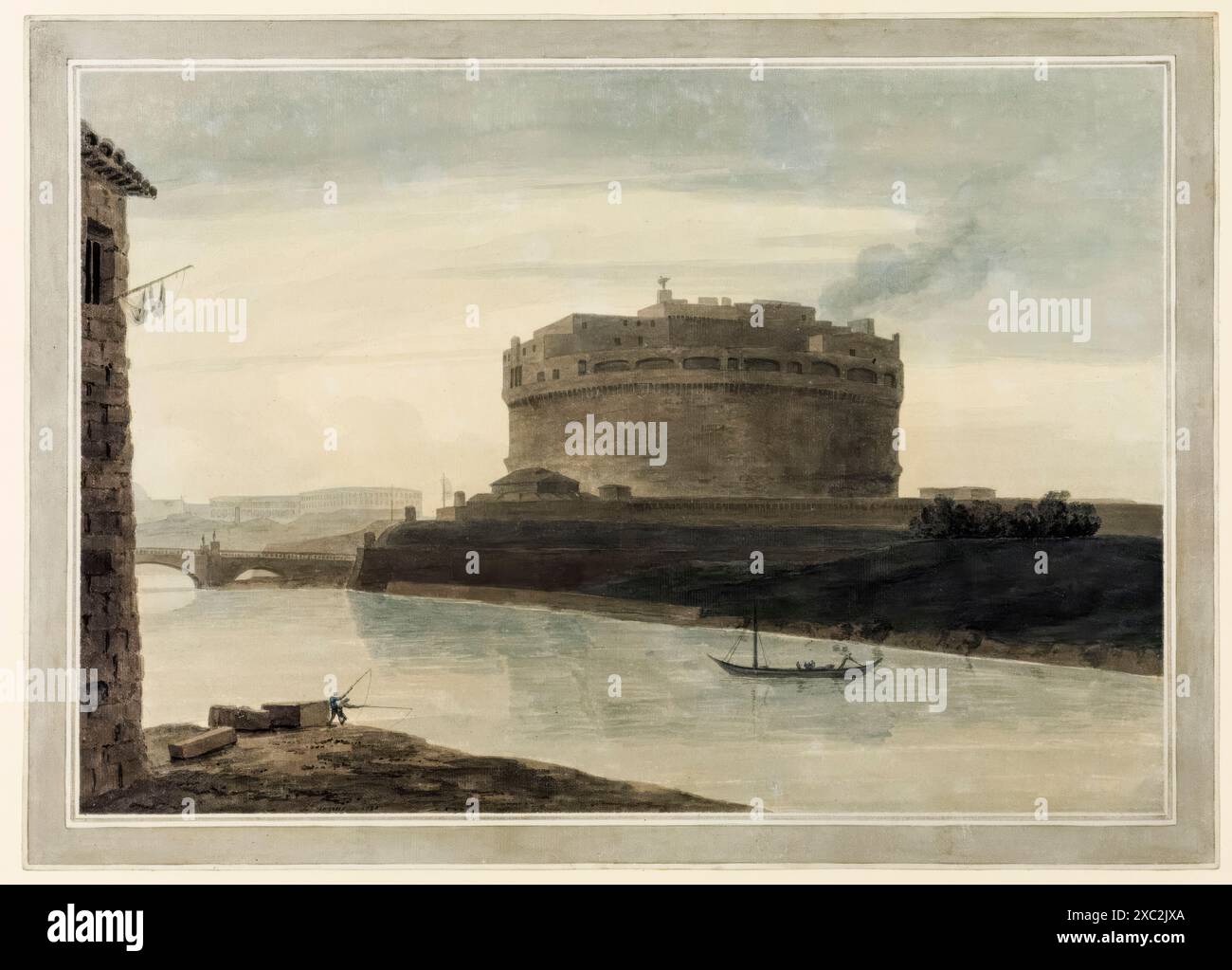 John Robert Cozens, Castel Sant’Angelo, Rome, Italy, landscape painting ...